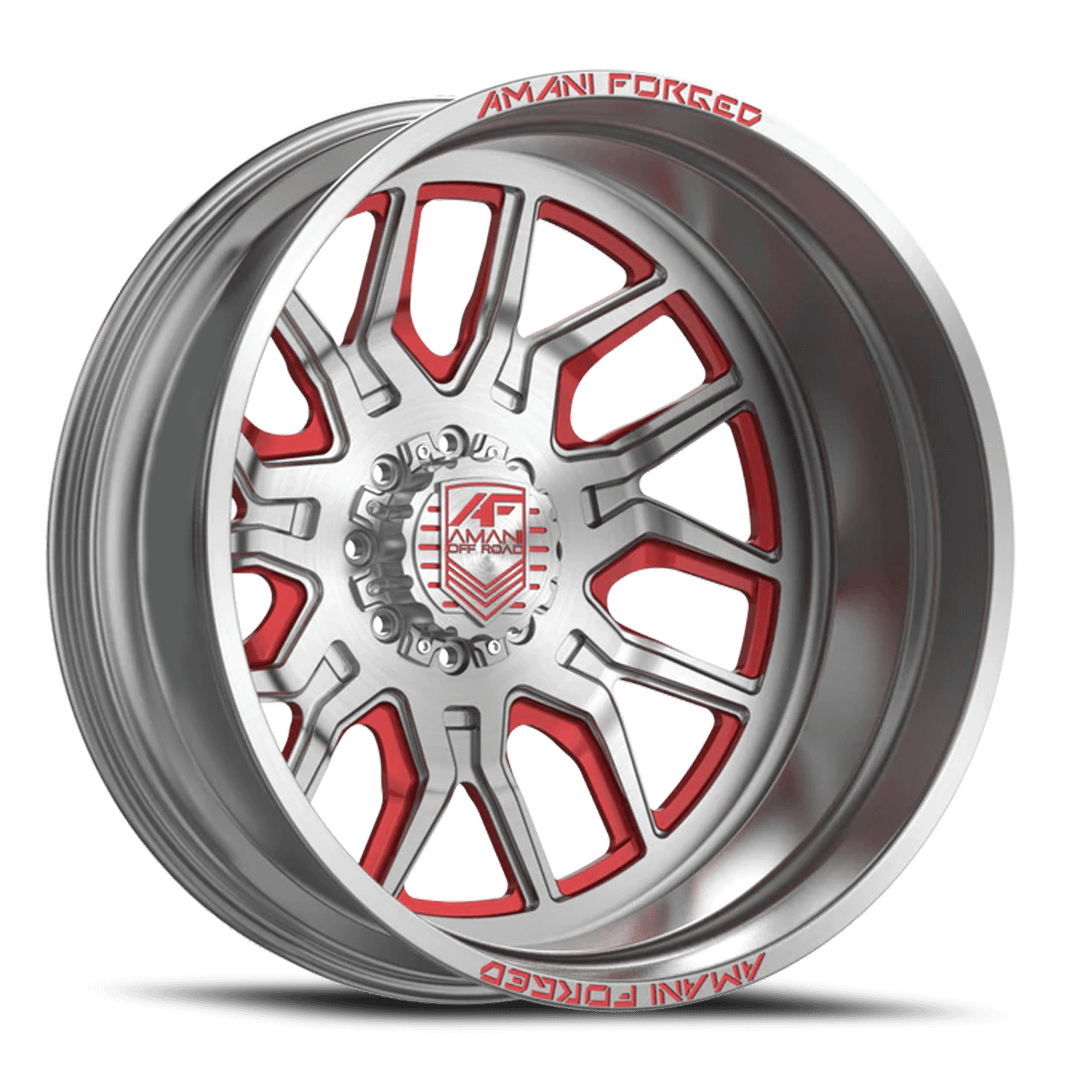Amani Forged Pedomo Dually BR Rims & Wheels Brushed Silver w/ Red , 8. ...