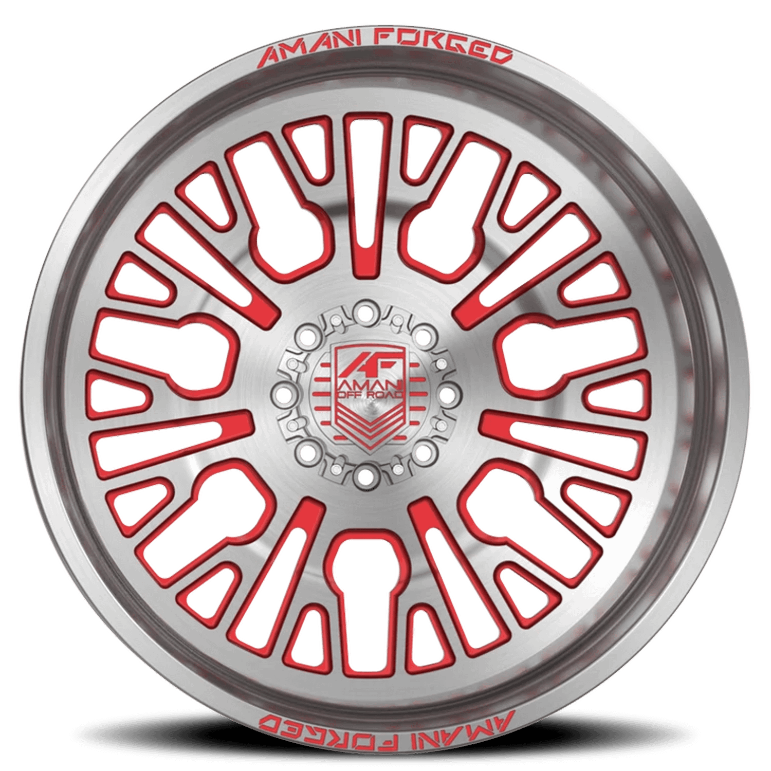 Amani Forged Rivalry Dually BR Rims & Wheels Brushed Silver w/ Red , 8. ...