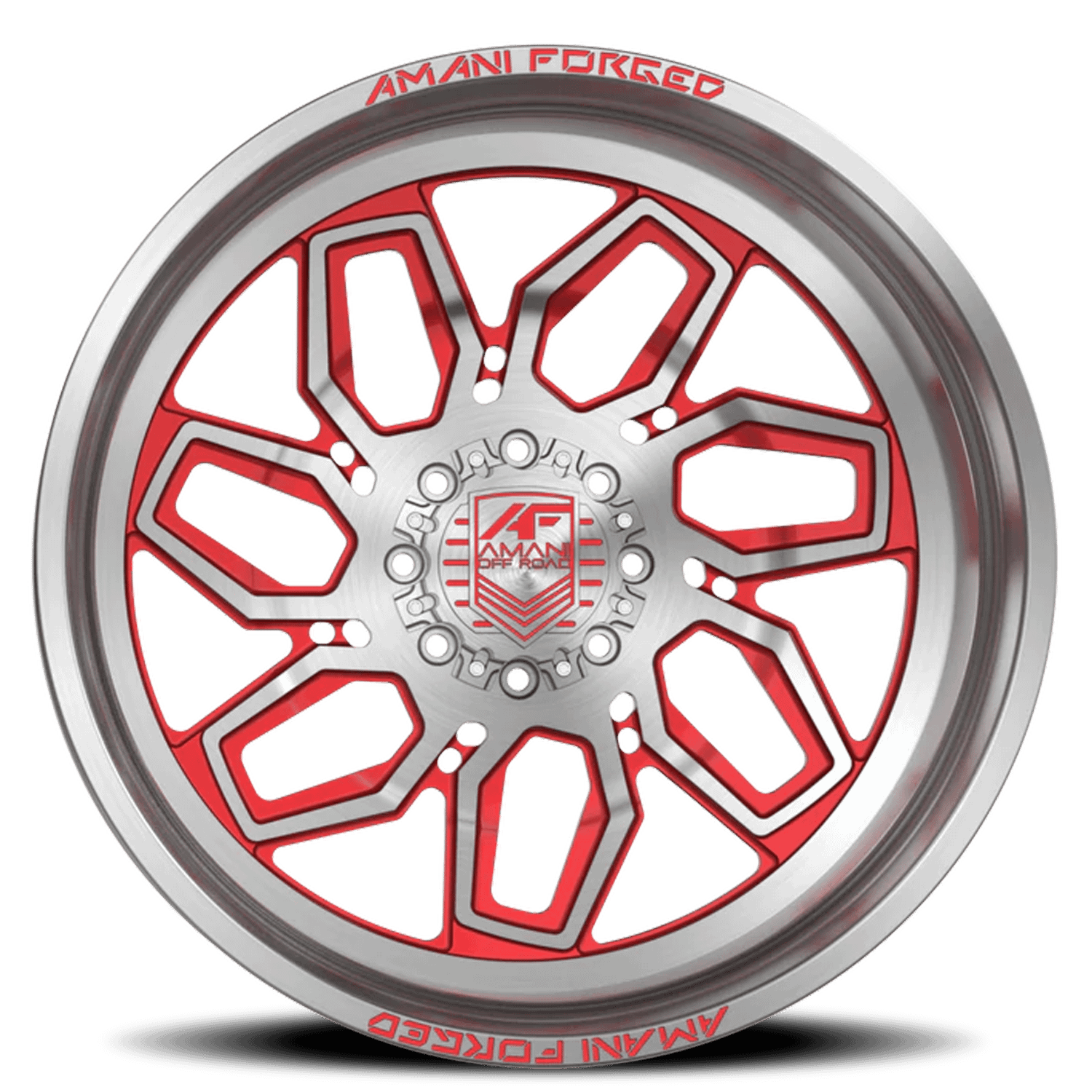 Amani Forged Smoked Dually BR Rims & Wheels Brushed Silver w/ Red , 8. ...