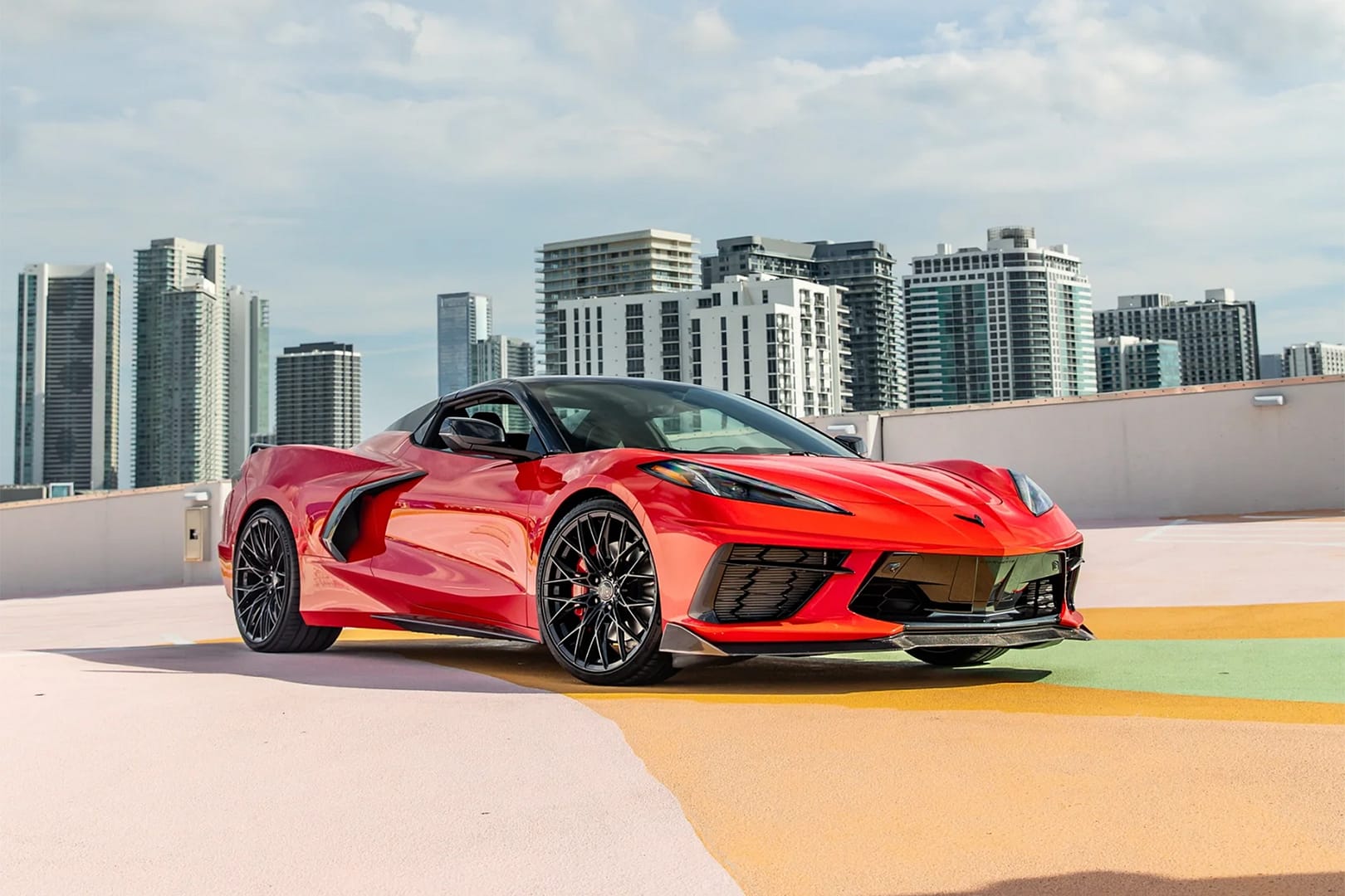 2023 Torch Red Corvette C8 Stingray on E5 Sebring Wheels