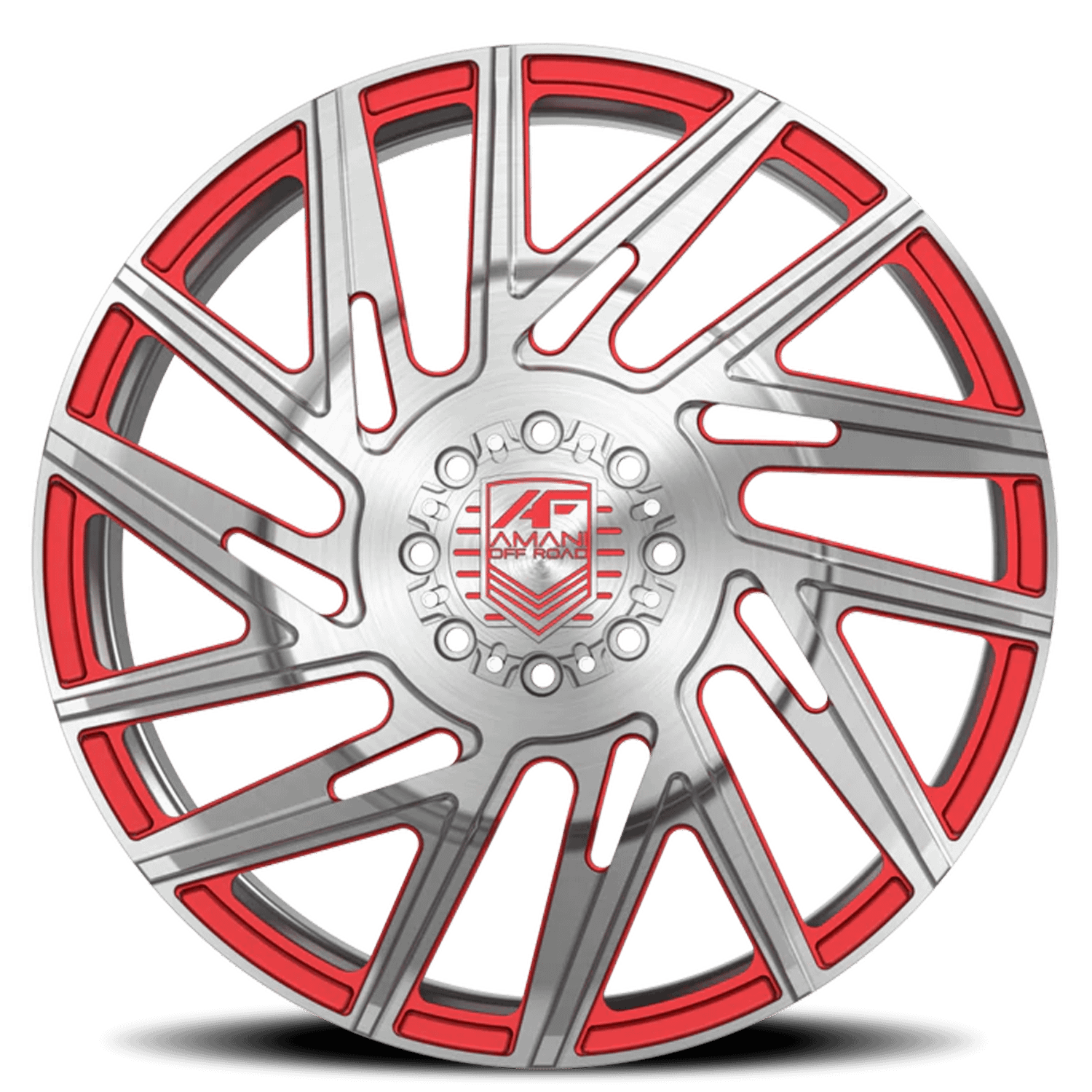 Amani Forged Conrad Dually BR Rims & Wheels Brushed Silver w/ Red , 8. ...