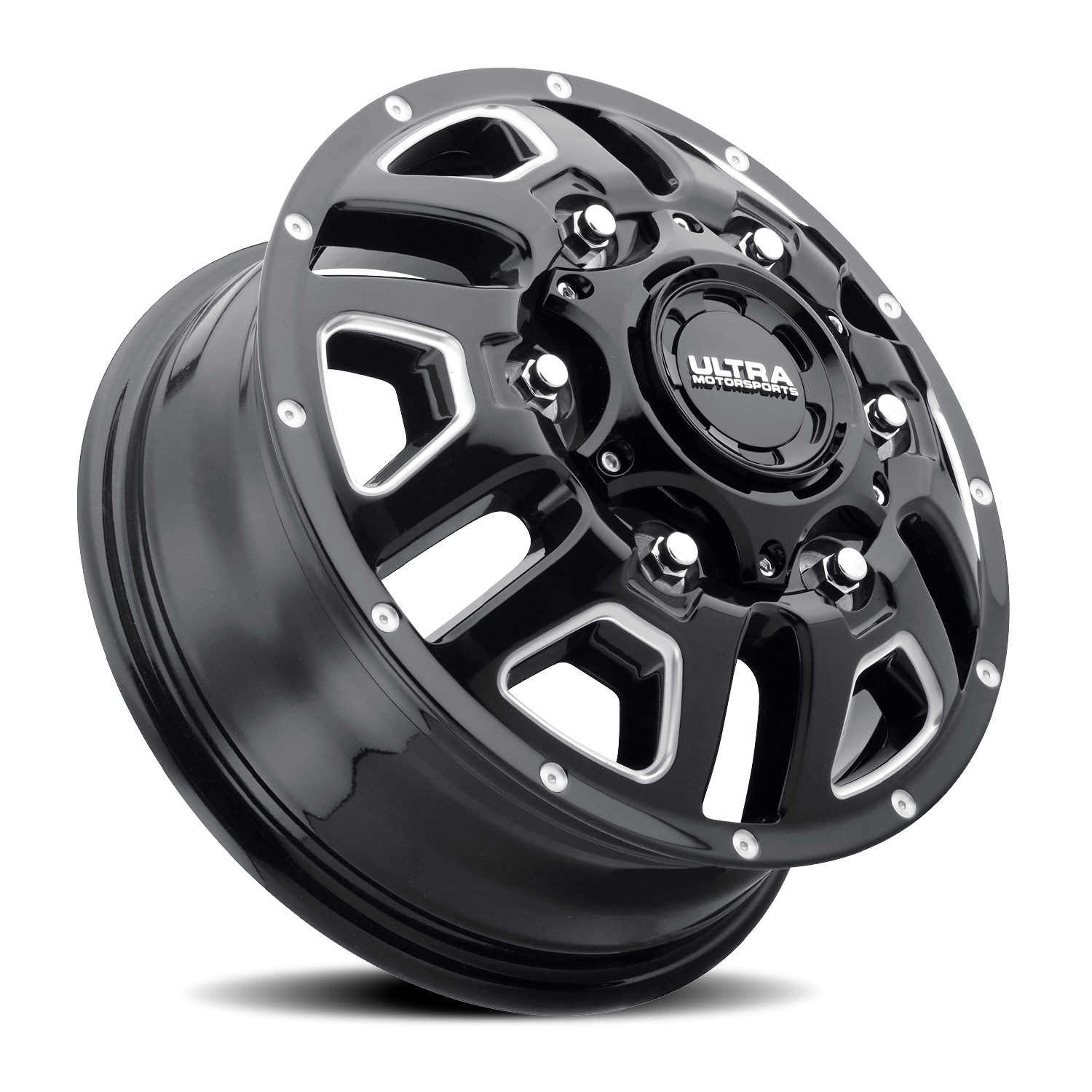 Ultra Hunter Truck Dually 003 GB-M Rims & Wheels Gloss Black w/ Milled ...